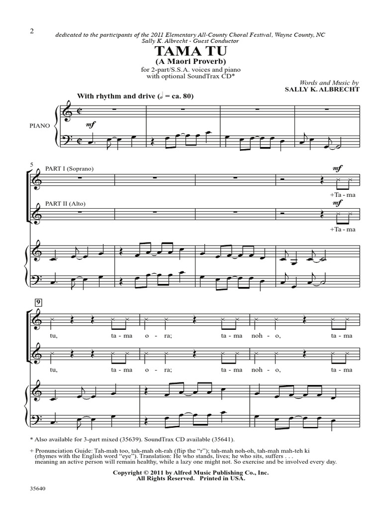 Tama Tu 毛利族民歌-SA版 | PDF