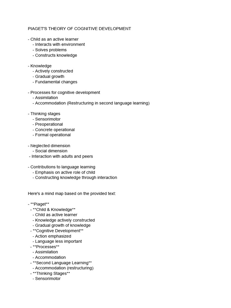 Piaget's Theory of Cognitive Development | PDF | Cognitive Development ...