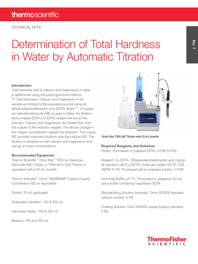 thermo_t900_hardness_app | PDF | Titration | Chemistry