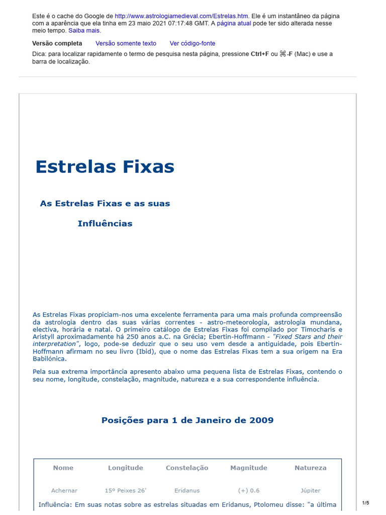 Influências das Estrelas Fixas | PDF | Estrelas | Júpiter