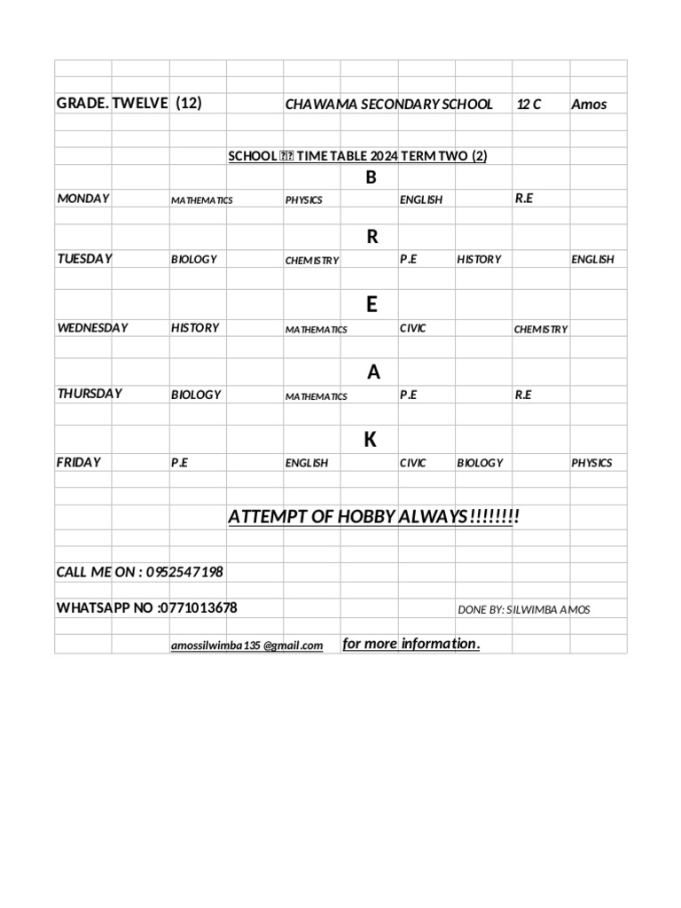 12 C Time Table | PDF