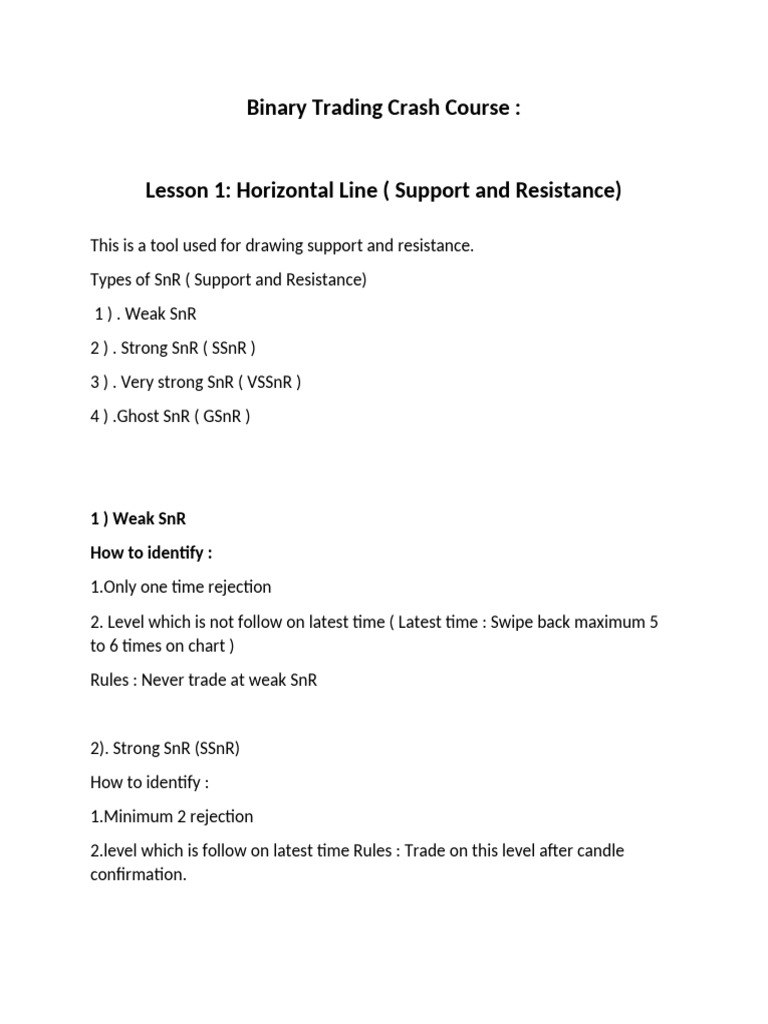 Binary Trading Crash Course | PDF | Moving Average | Technical Analysis