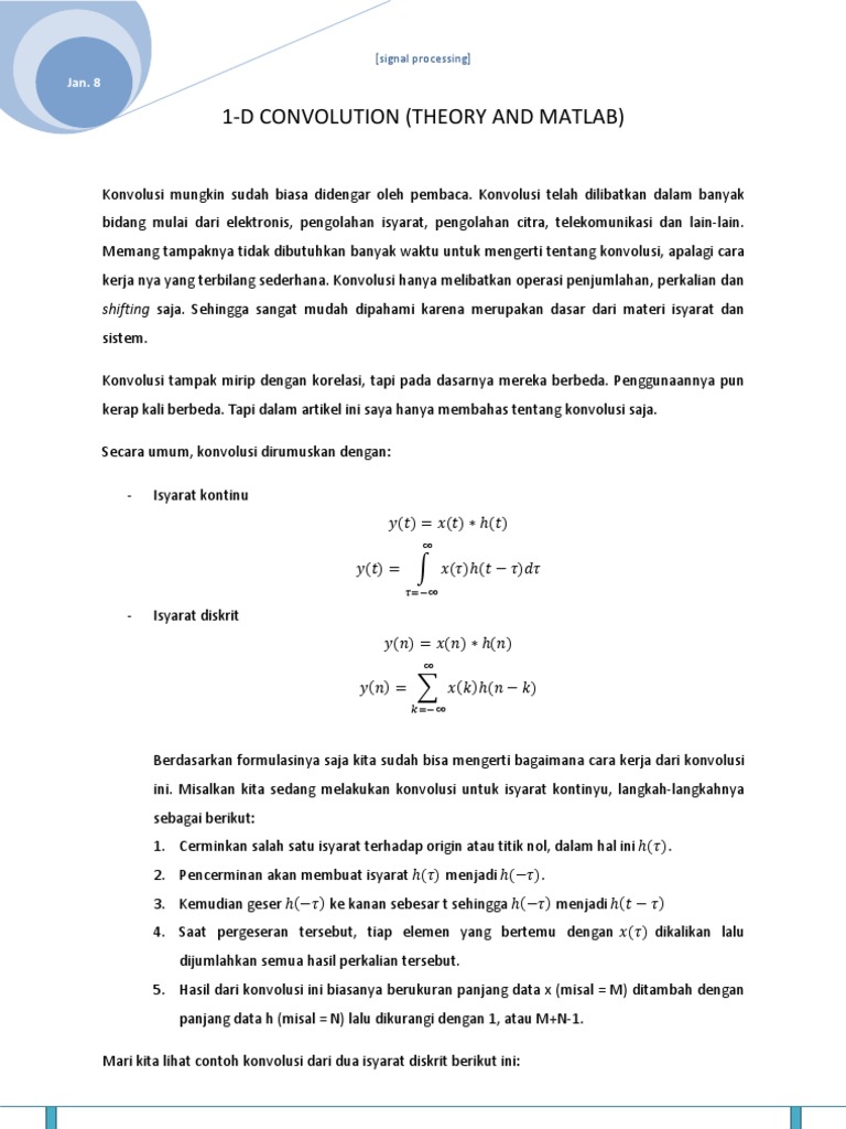 Convolution (Theory and Matlab) | PDF