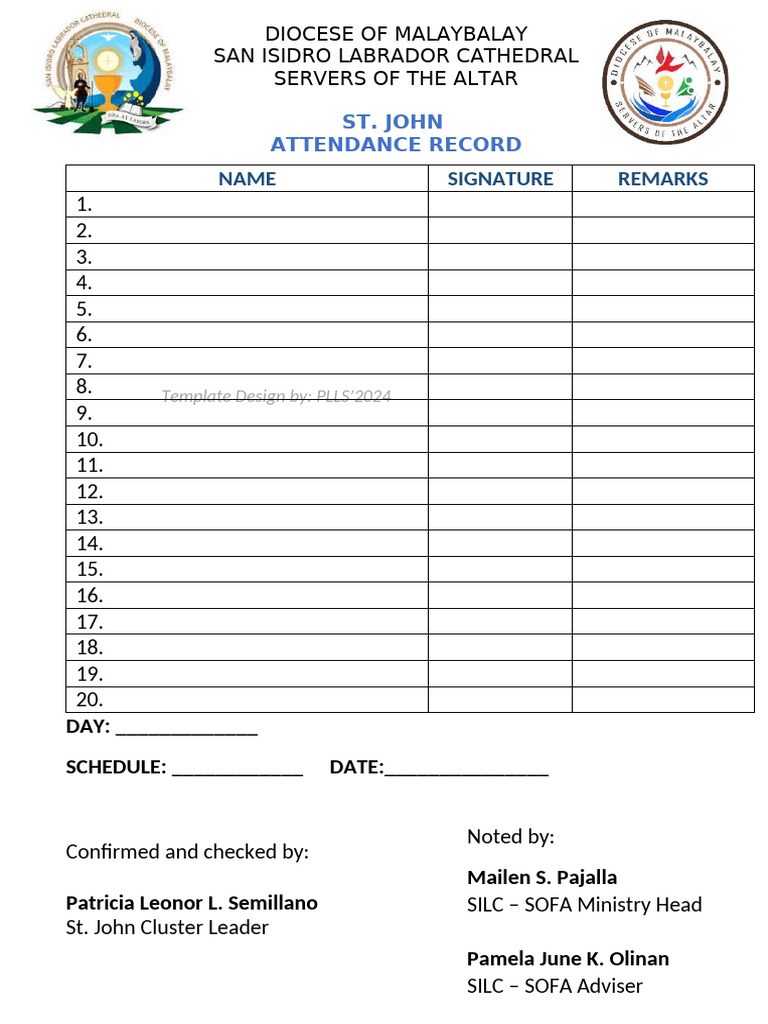 St. John Attendance Record | PDF