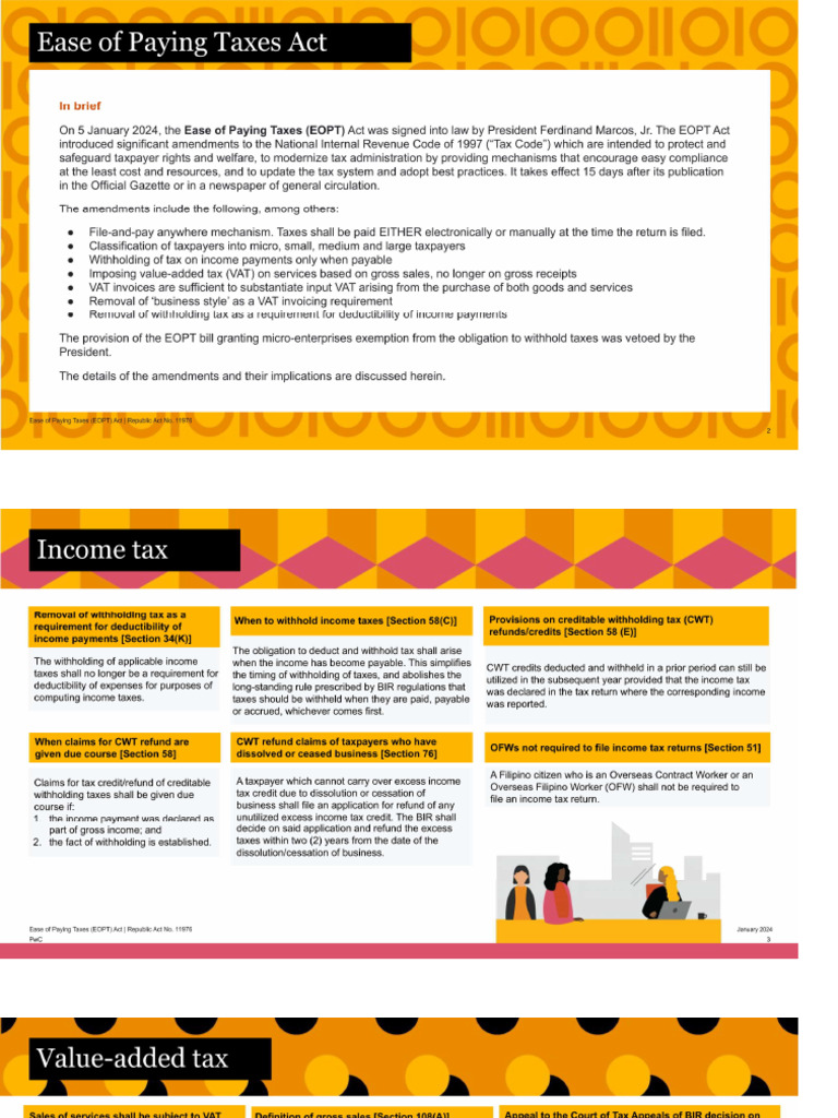RA No. 11976 Ease of Paying Taxes Act Powerpoint Slides | PDF