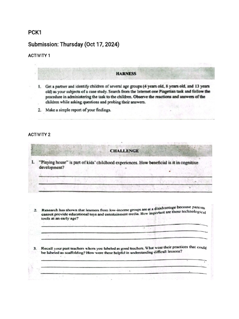 PCK1-PRE-FINALS-ACTIVITIES-1-2-3 | PDF