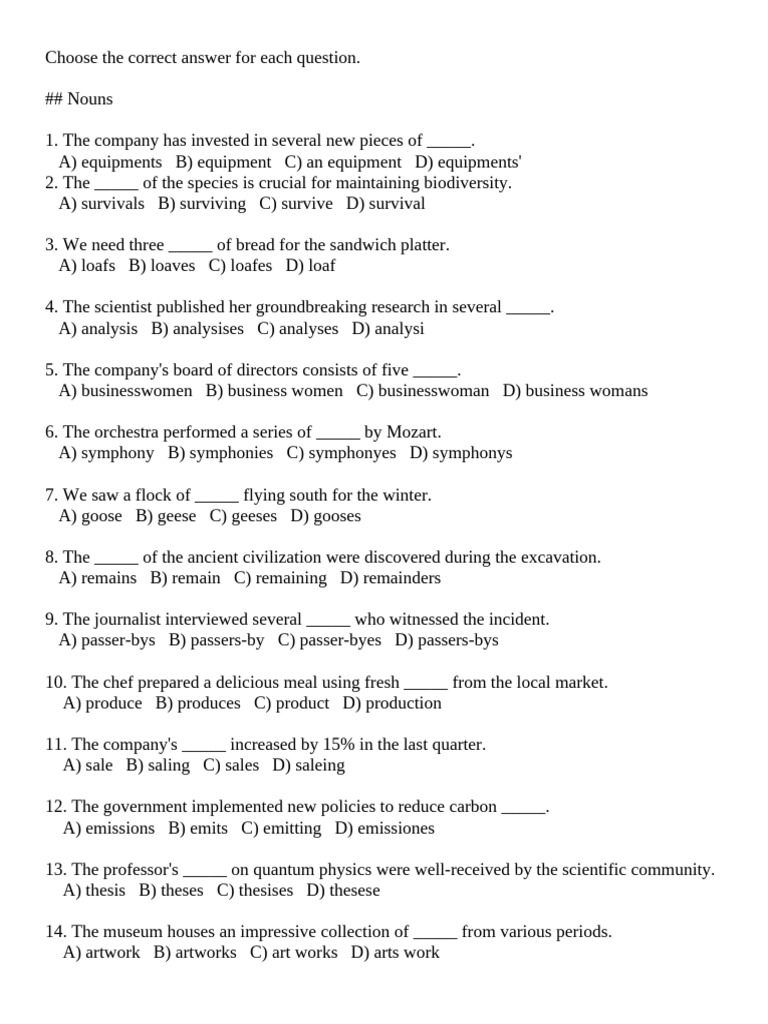 Noun, Verb, and Adjective Quiz | PDF | Goose | Hypothesis