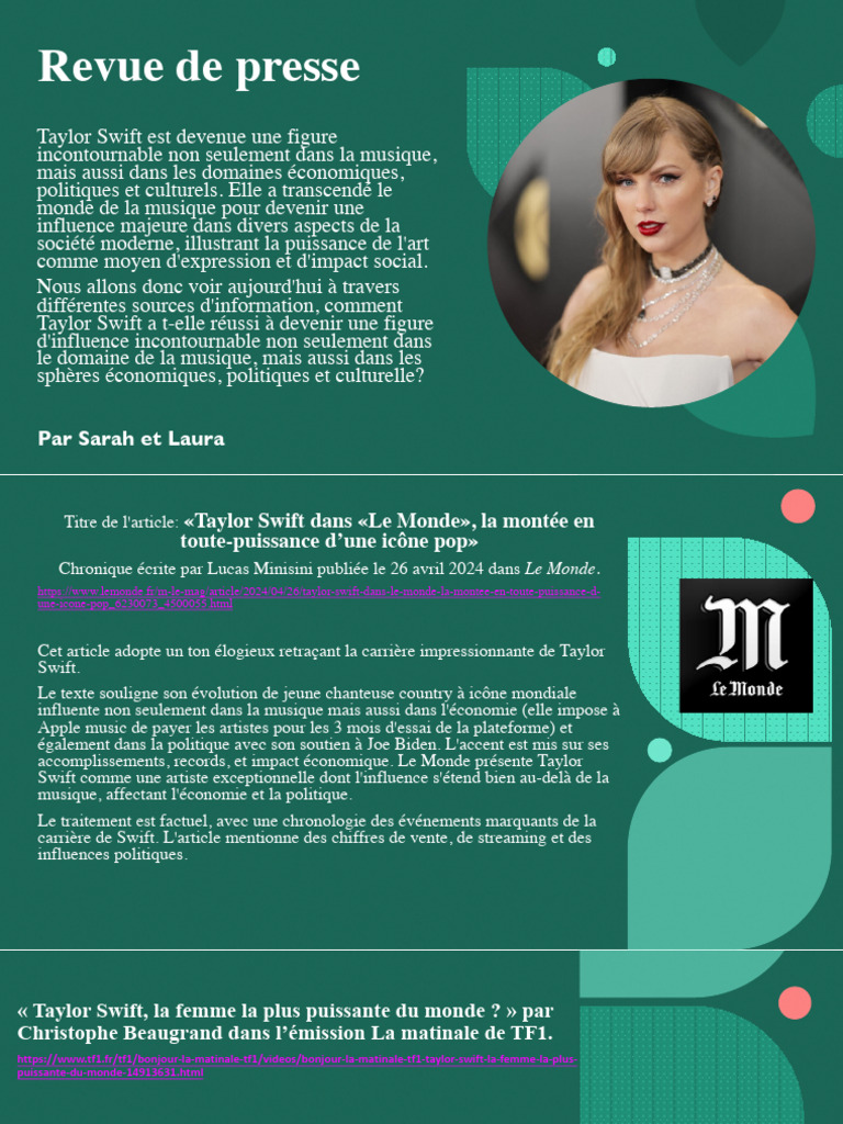 Taylor Swift : Influence et Impact Social | PDF | Taylor Swift | Média ...
