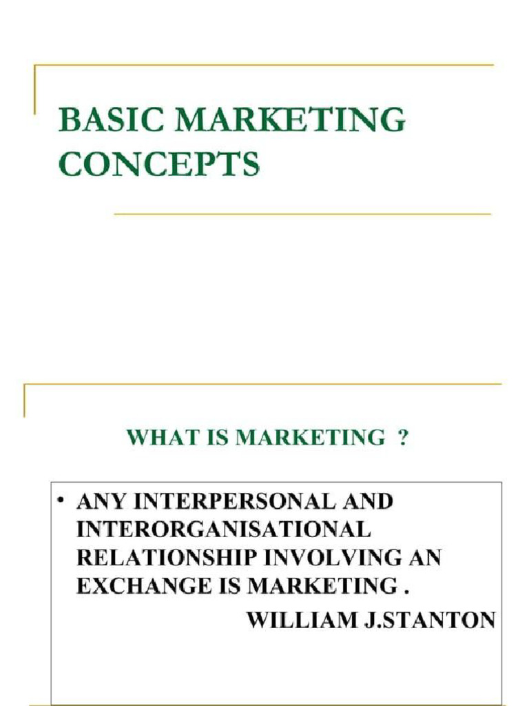 Unit1 Basic Concepts of Marketing | PDF | Finance & Money Management