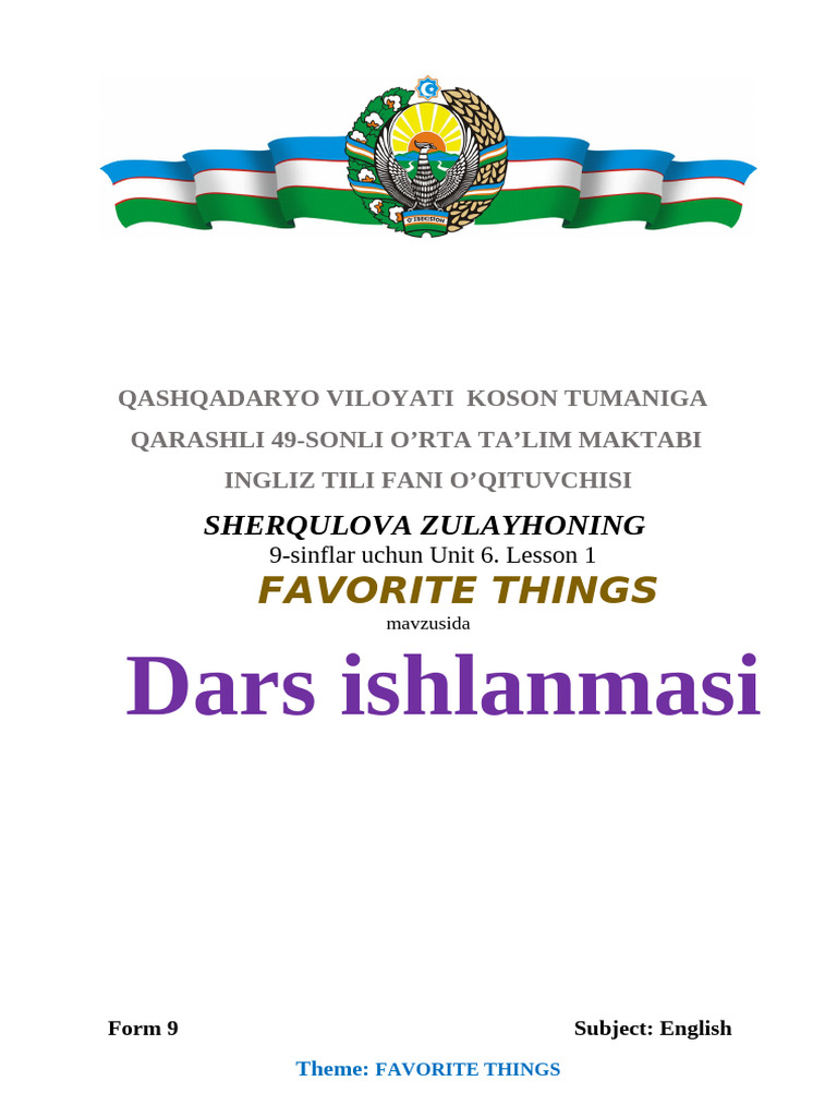 9-sinf dars ishlanma | PDF | Linguistics