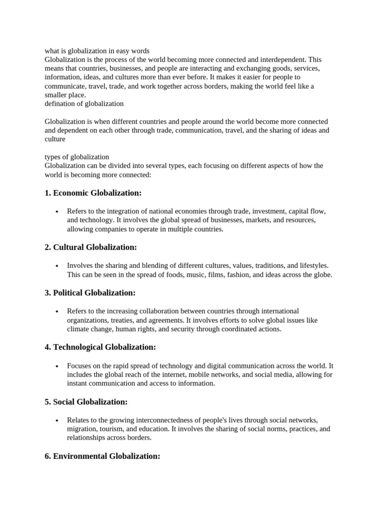Understanding Globalization: Key Concepts | PDF | Globalization ...