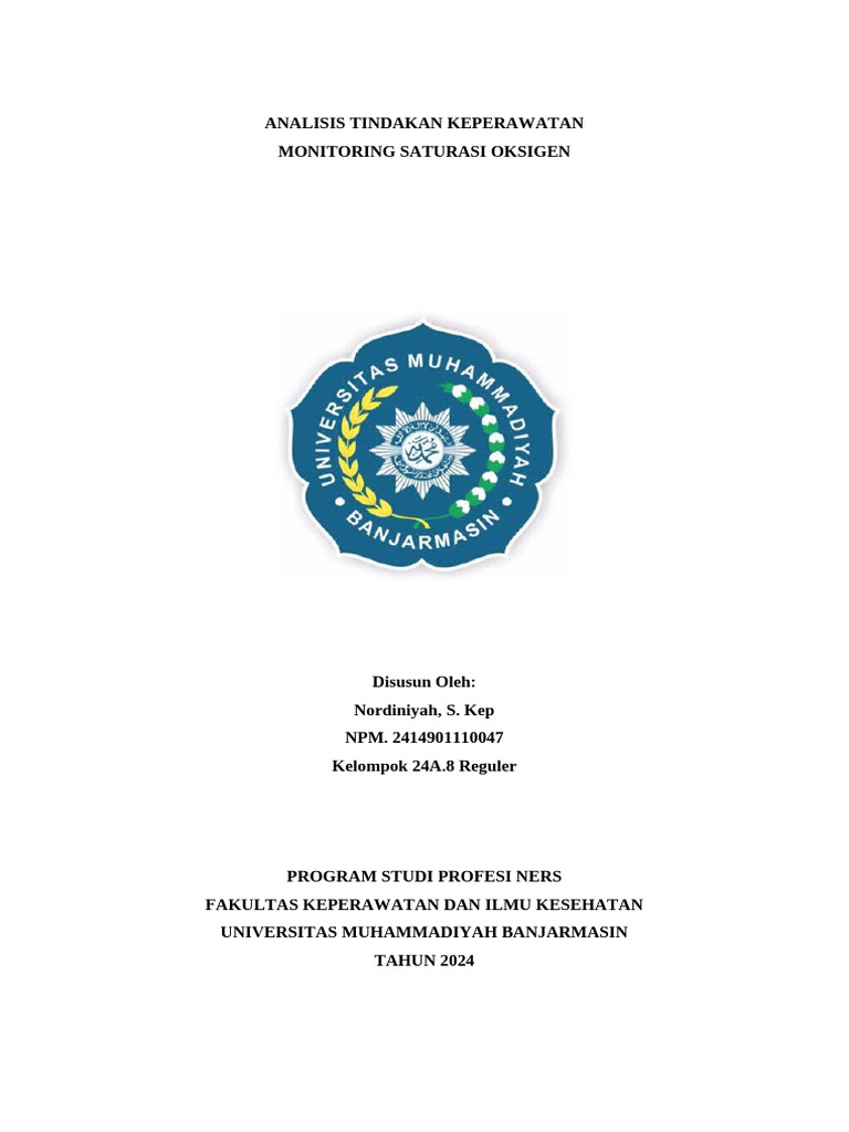 DOPS MONITOR SATURASI OKSIGEN (SPO2)-NORDINIYAH-2414901110047 | PDF