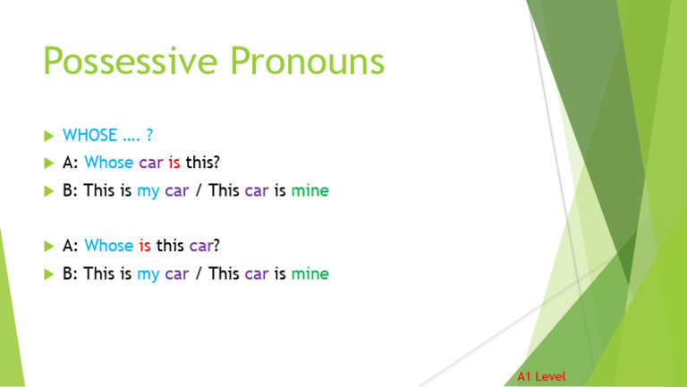 Possessive Pronouns Explanation 5 | PDF
