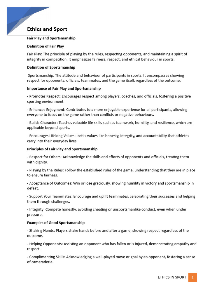 Ethics and Integrity in Sports | PDF | Doping In Sport | Sports