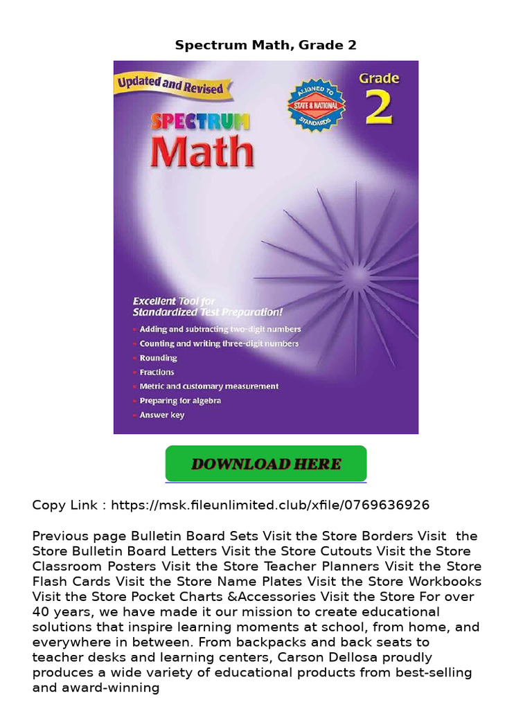 Spectrum Math Grade 2 | PDF