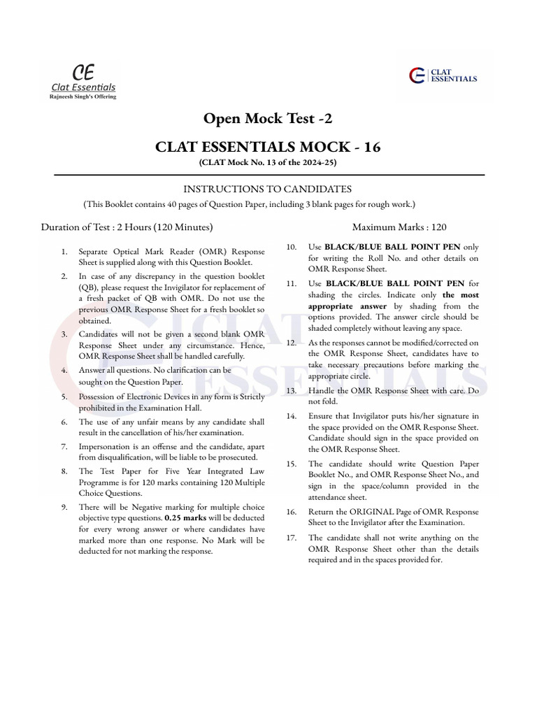 Mock 16 - 27 Oct - Only QP | PDF | Divorce | Marriage