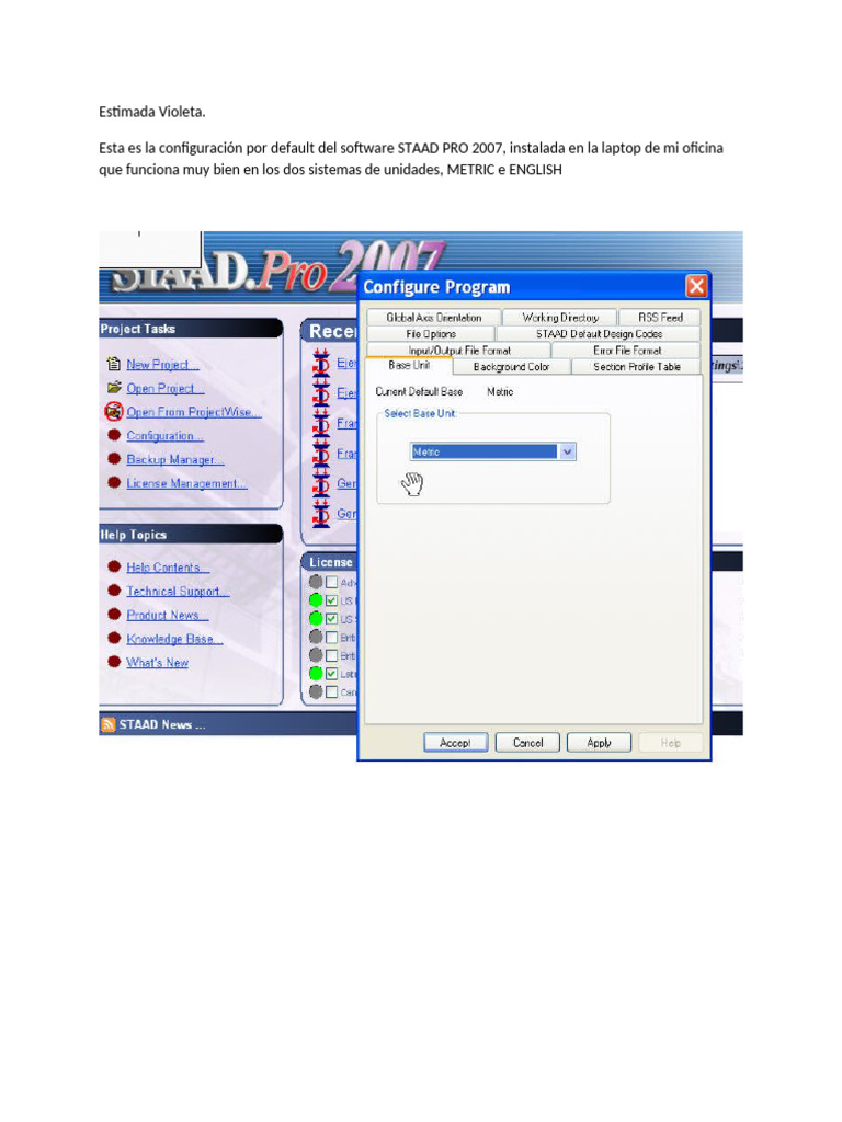 STAAD PRO 2007 Metric-English | PDF