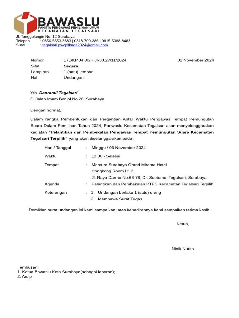 171-Kp-K.ji-Undangan Danramil Pelantikan Dan Pembekalan PTPS | PDF