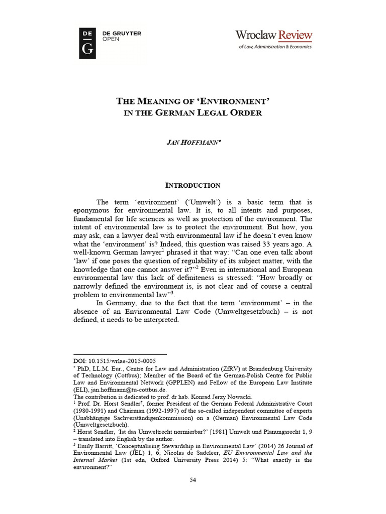German Legal Interpretation of 'Umwelt' | PDF | European Union Law ...