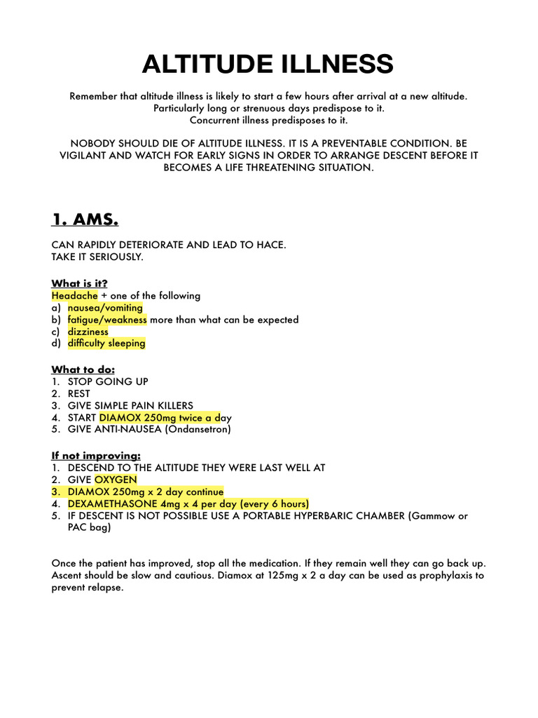 Altitude Illness: Prevention and Treatment | PDF | Diseases And ...