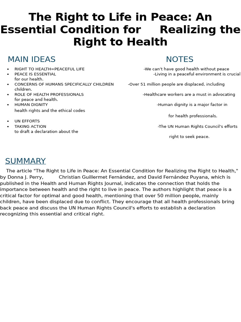Peaceful Living: Key to Health | PDF