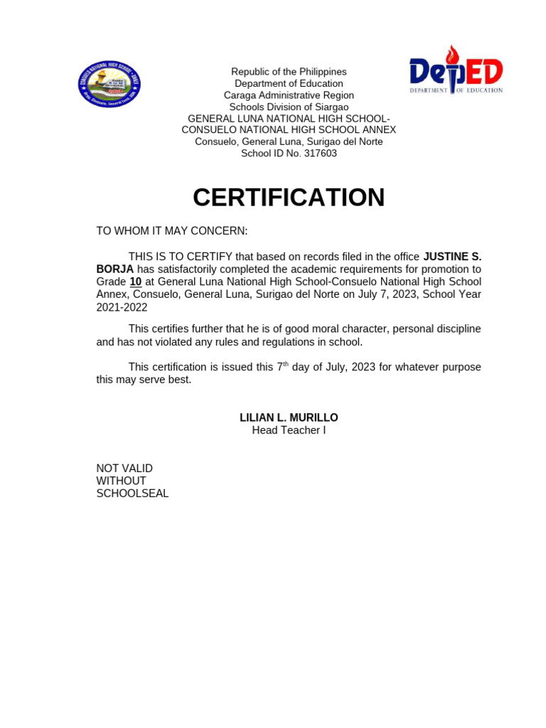 Good-Moral SAMPLE | PDF