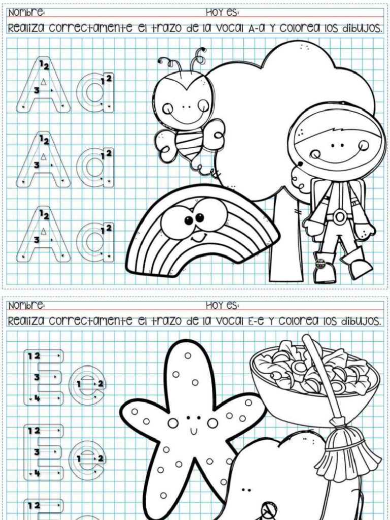 Vocales Trazos Colorear MMG | PDF