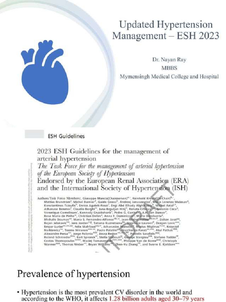 ESH Guideline On Hypertension MMCH | PDF