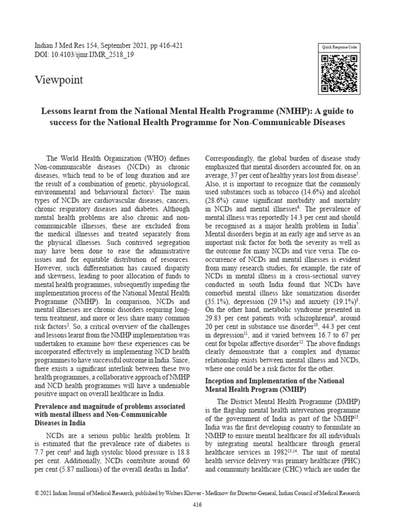 NMHP Insights for NCD Program Success | PDF | Non Communicable Disease ...