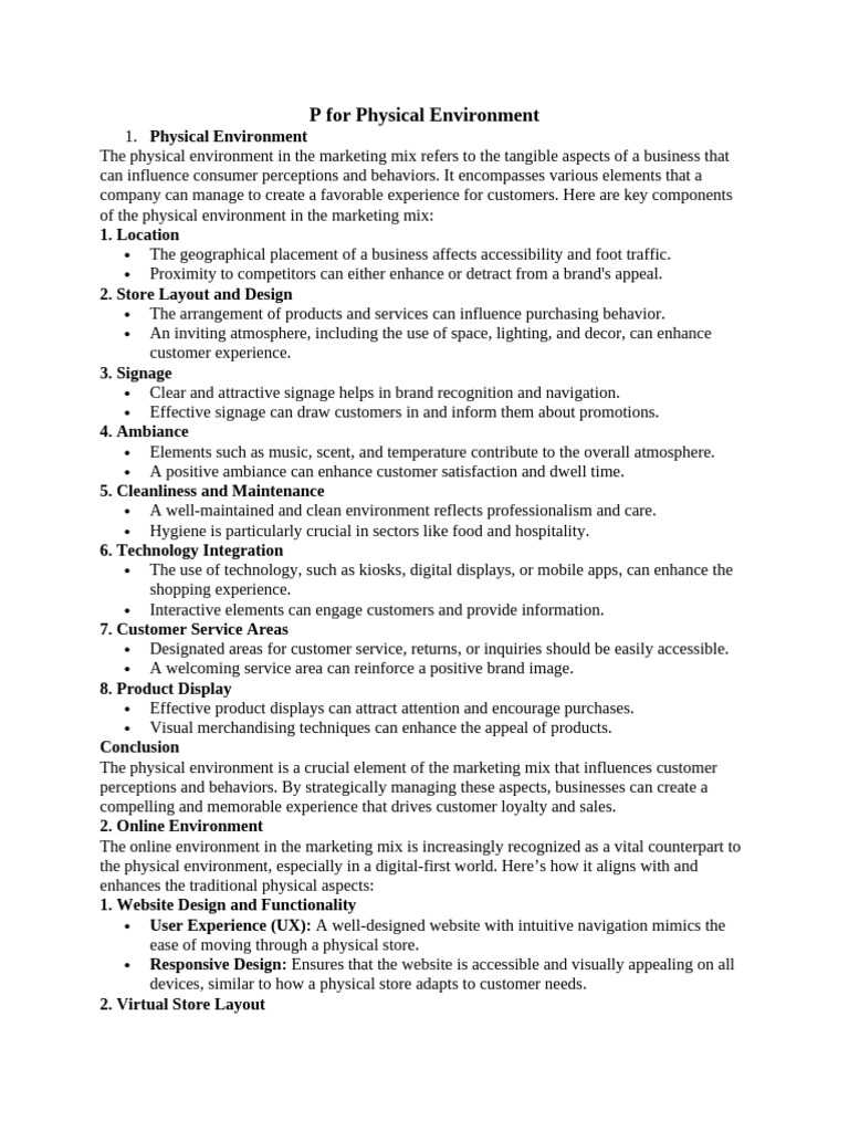 Physical Environment in Marketing Mix | PDF | Business | Business Economics