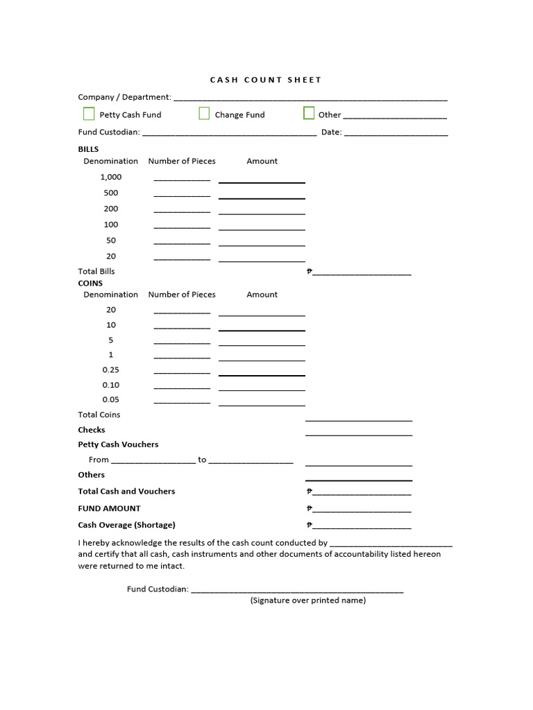 Cash-Count-Sheet | PDF