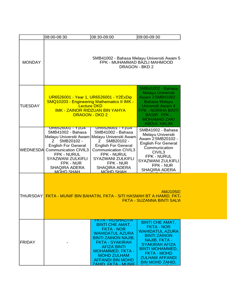 SEMESTER 2 TIMETABLE | PDF