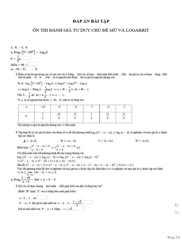 Đáp Án Mũ Loga | PDF