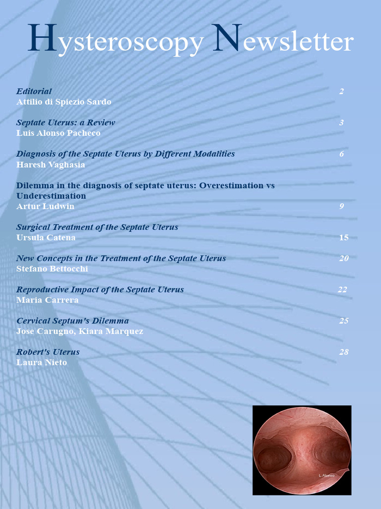 Hysteroscopy Newsletter vol 8 Issue 2 English | PDF | Uterus | Medical Specialties