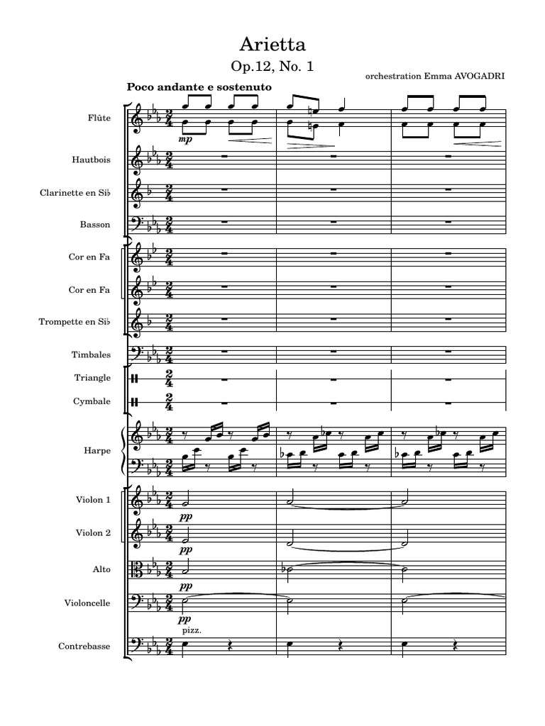 Arietta - Orchestration Emma AVOGADRI | PDF | Musical Instruments