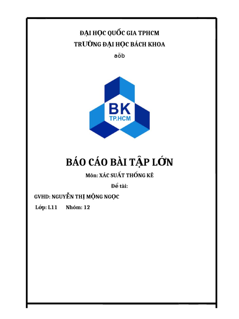 BTL - XSTK - L11 - Nhóm 12 | PDF