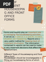 Front Office and Housekeeping Forms Guide | PDF | Toilet | Housekeeping