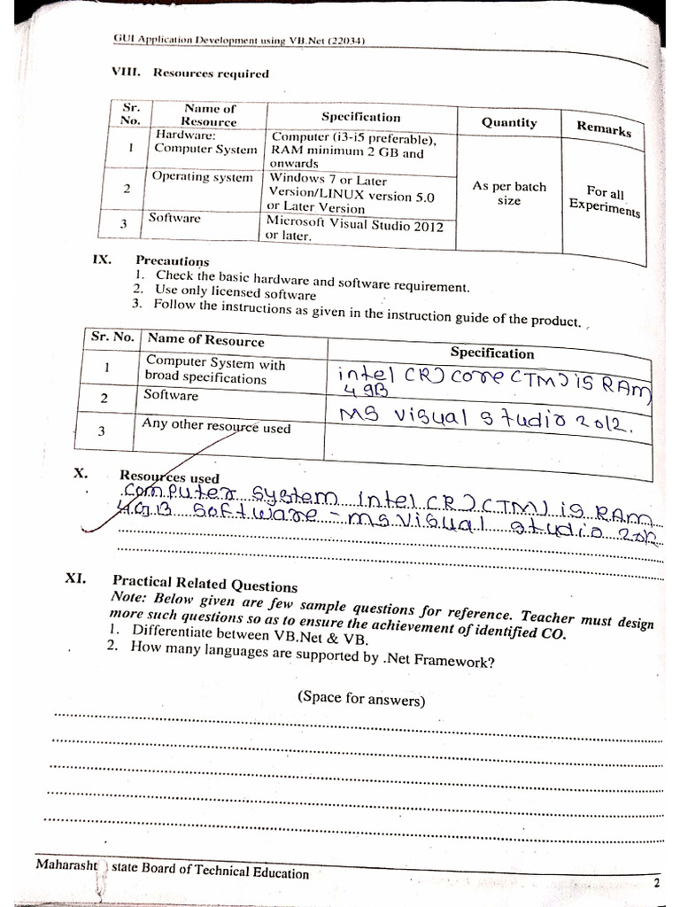 Gui Application Using VB - Net Lab Manual Answer | PDF