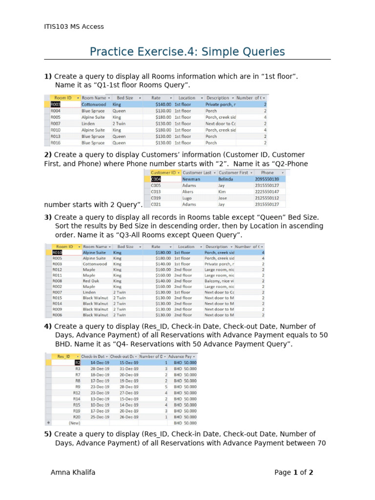 Exercise.4 Simple Queries | PDF