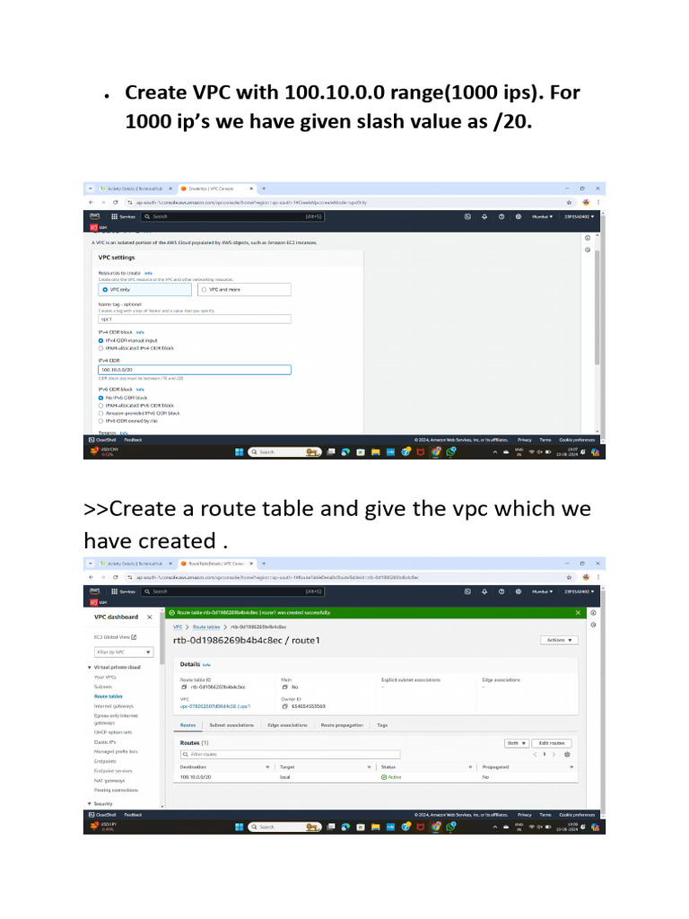 VPC Setup and Instance Launch Guide | PDF