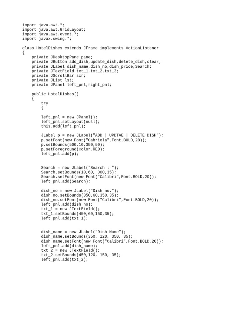 Hotel Biling System | PDF