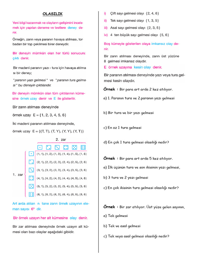 OLASILIK Ders Notu Son | PDF