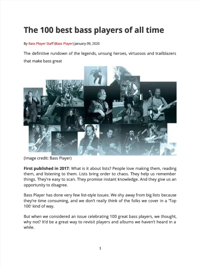 The 100 Best Bass Players of All Time | PDF