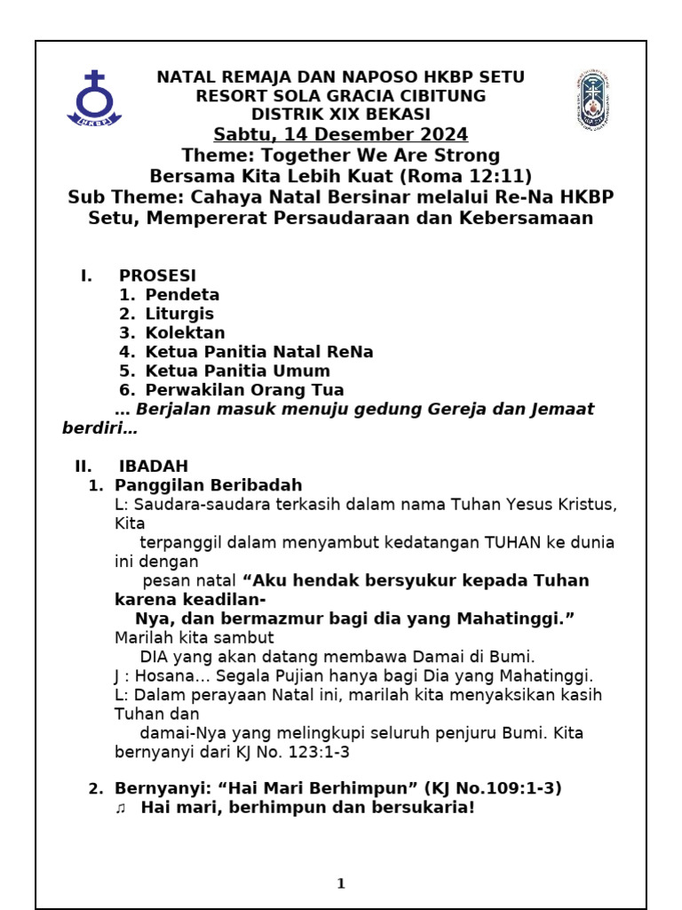 Susunan Acara Natal ReNa 2024 | PDF | Seni | Agama & Spiritualitas