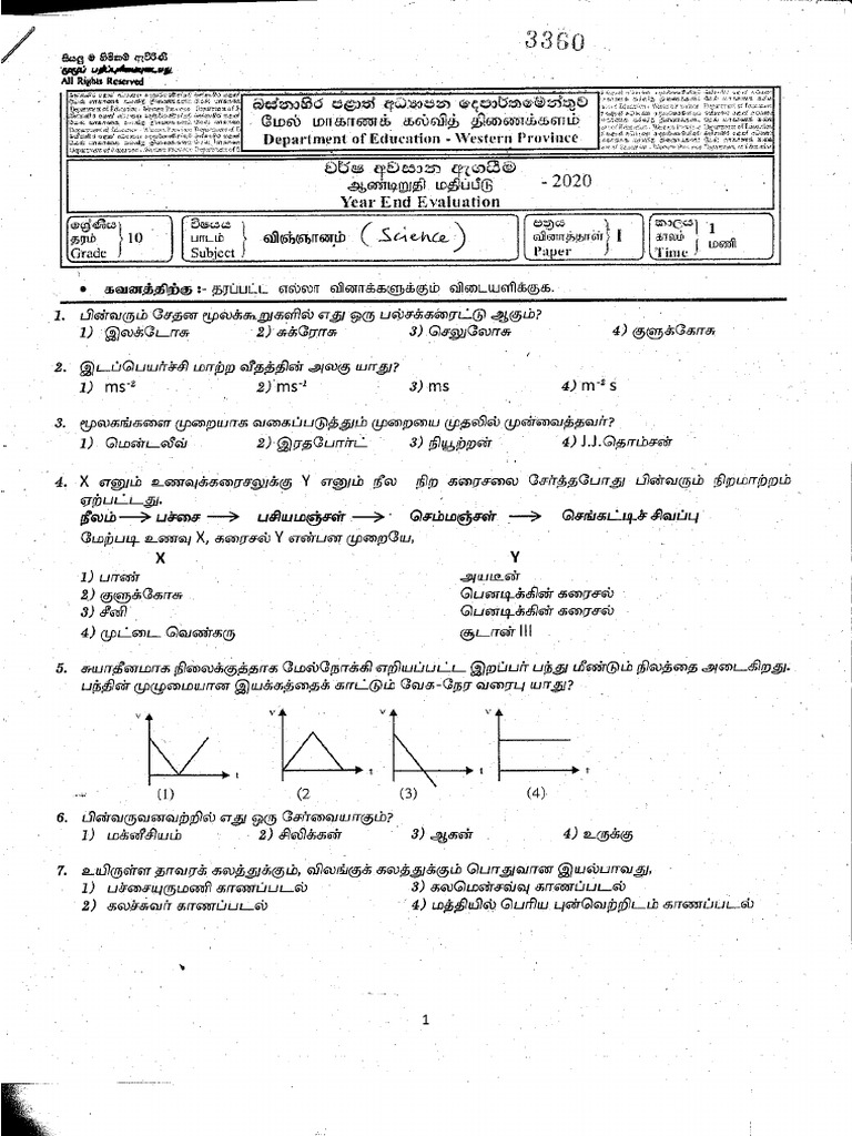 Science Paper 1 Only 1 Pdf