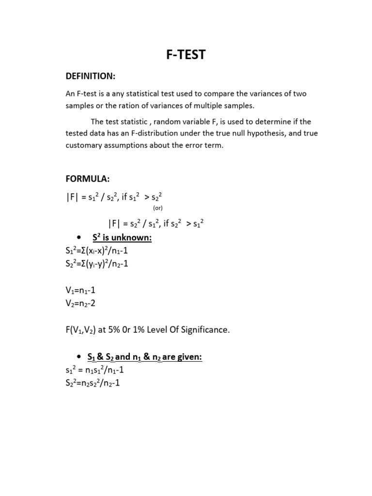 F TEST (PS) | PDF