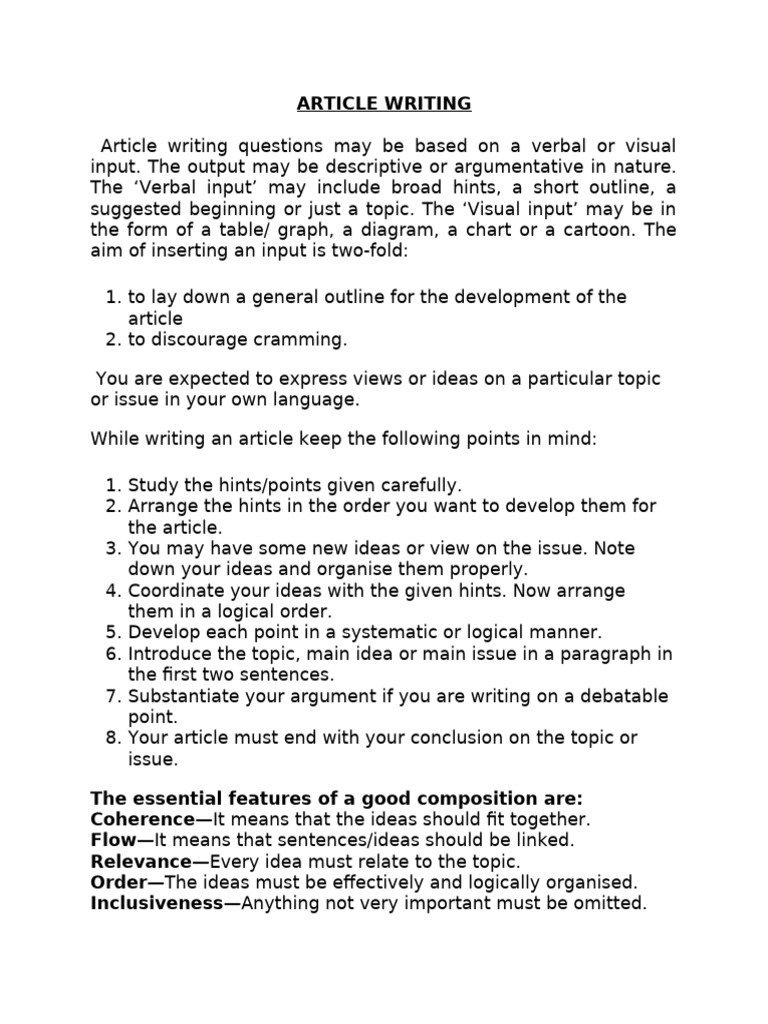 Article Writing Guide & Tips | PDF | Cognition | Cognitive Science