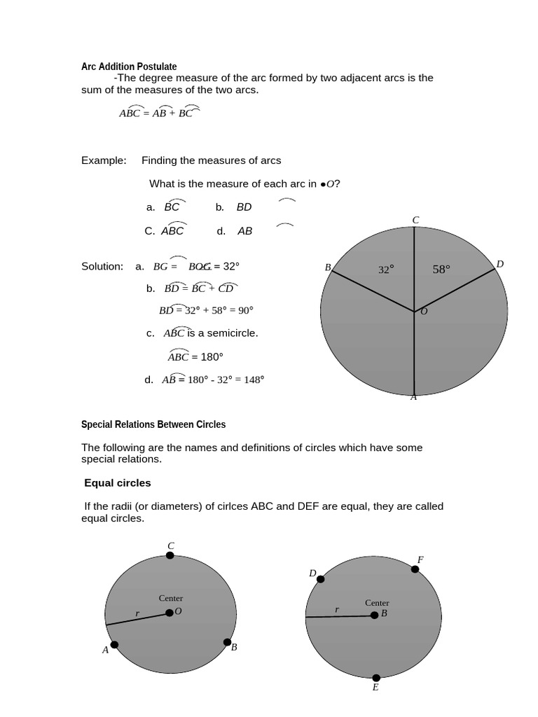 Arc Addition Postulate Explained | PDF