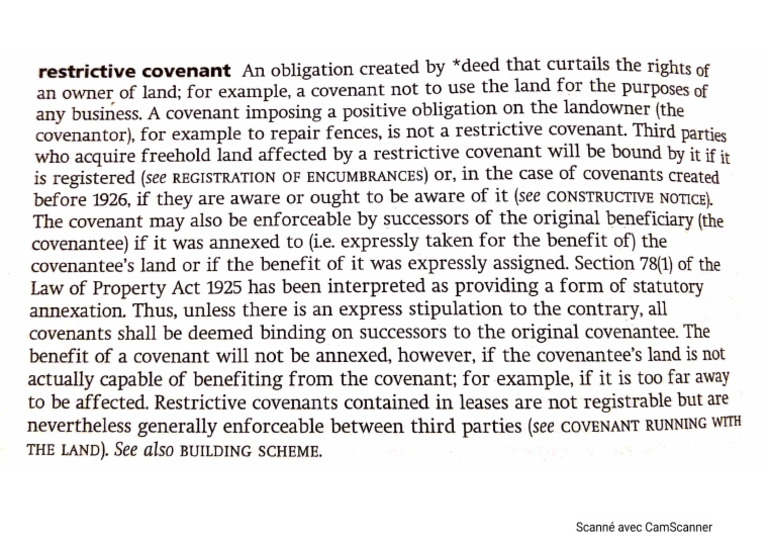 Restrictive Covenant Definition - Oxford Dictionary of Law | PDF
