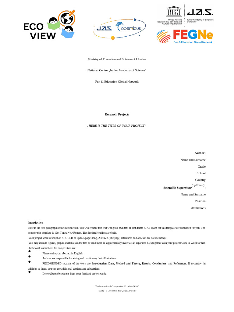 Projectwork Template Ecoview 2024 | PDF | Satellite Imagery | Data